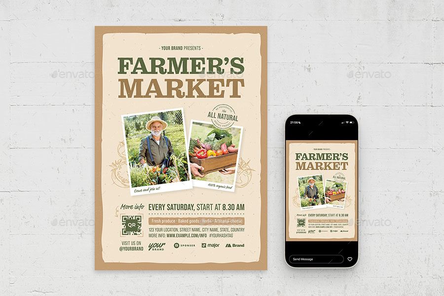 Farmers Market Flyer / Poster Template, Print Templates | GraphicRiver