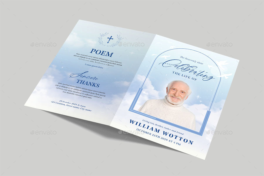 Heavenly Funeral Memorial Card, Print Templates | GraphicRiver