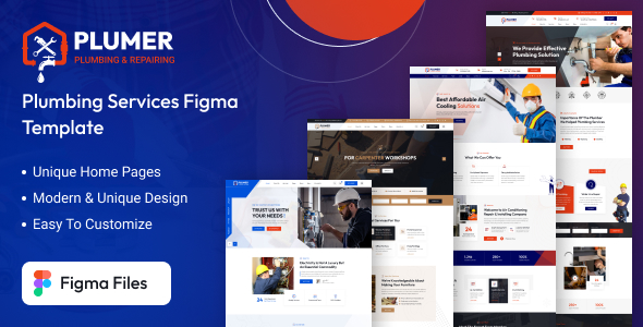 Plumer - Plumber & Repair Services Figma Template by templatebucket