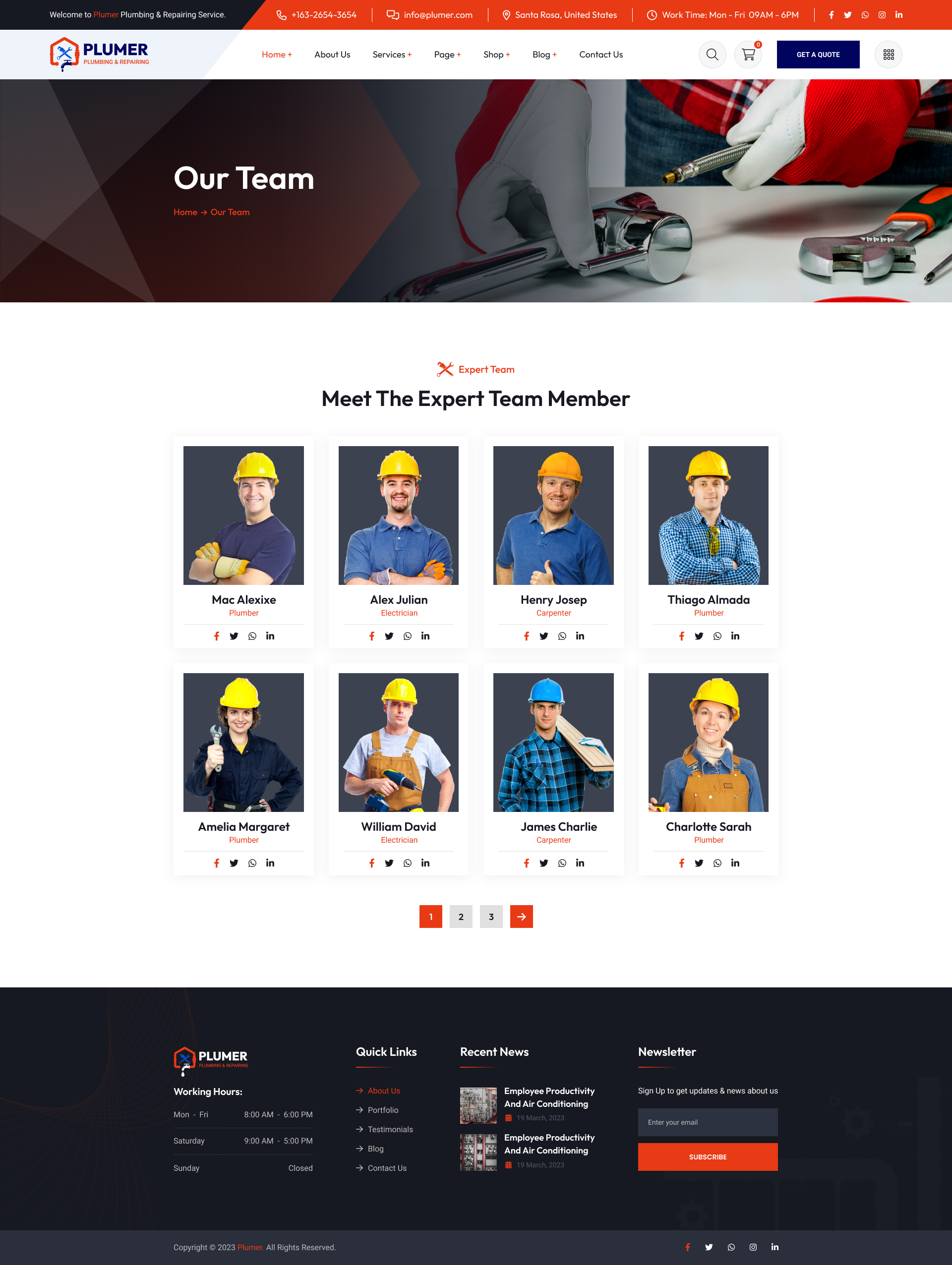 Plumer - Plumber & Repair Services Figma Template by templatebucket