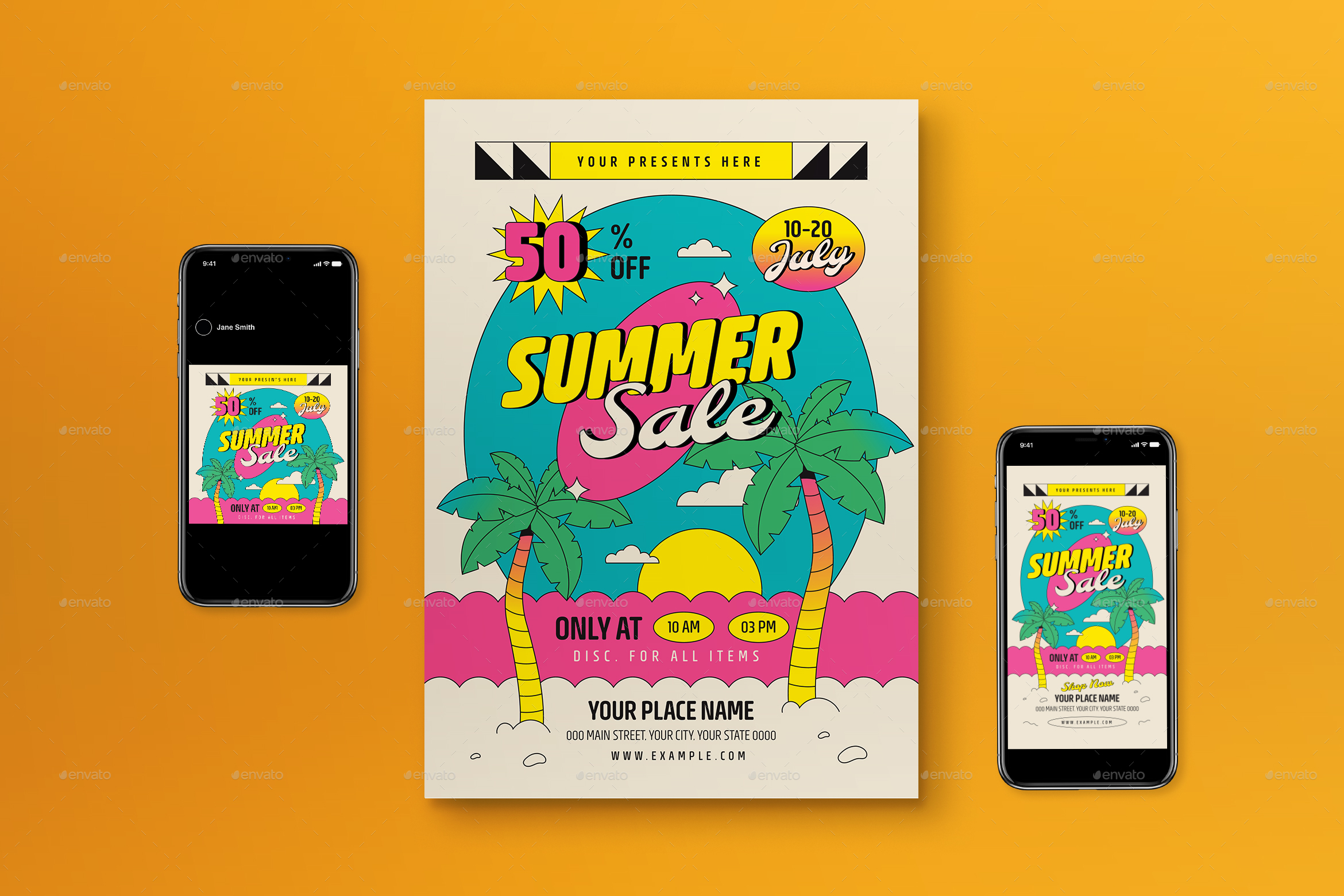 Colorful Flat Design Summer Sale Flyer Set, Print Templates | GraphicRiver