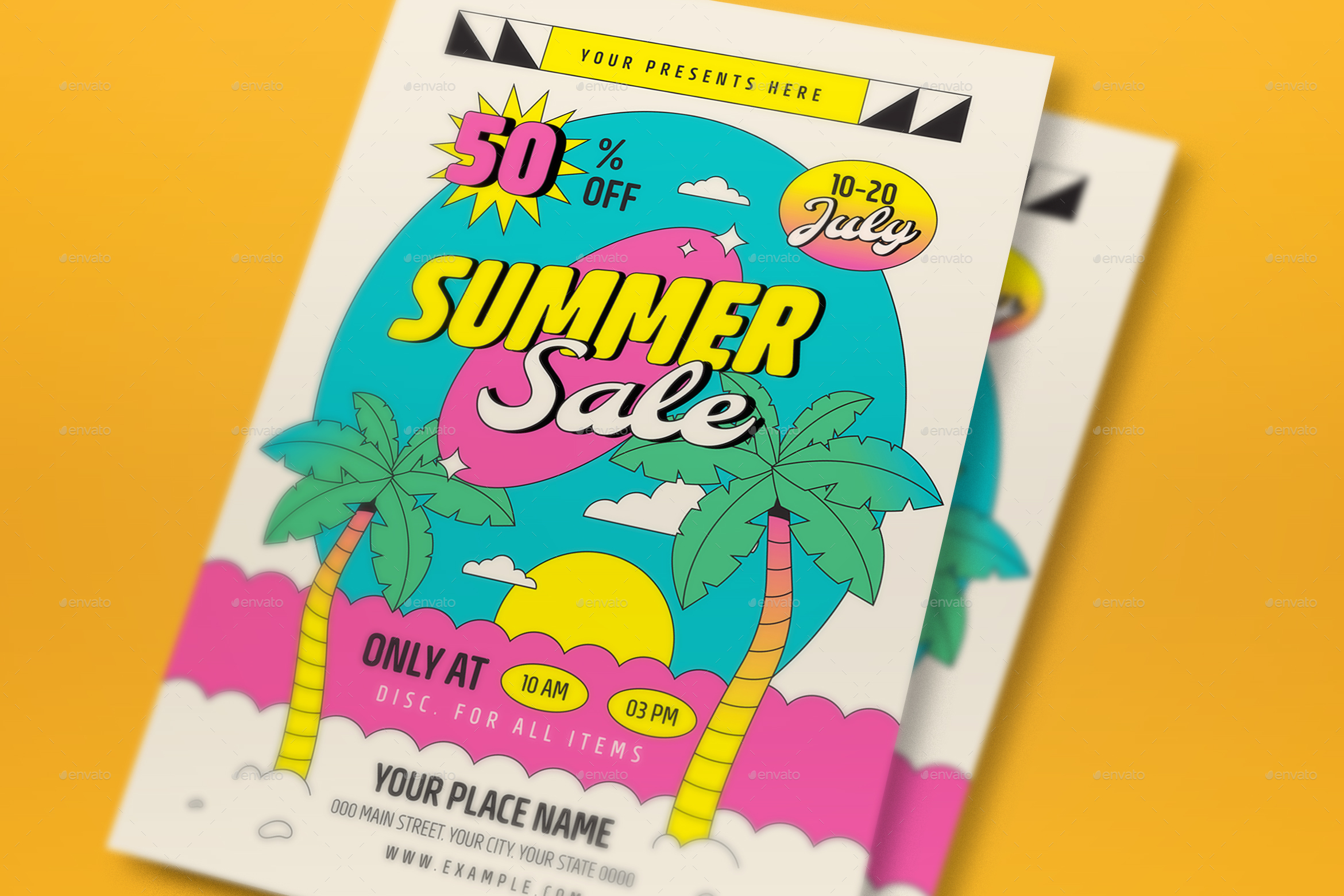 Colorful Flat Design Summer Sale Flyer Set, Print Templates | GraphicRiver