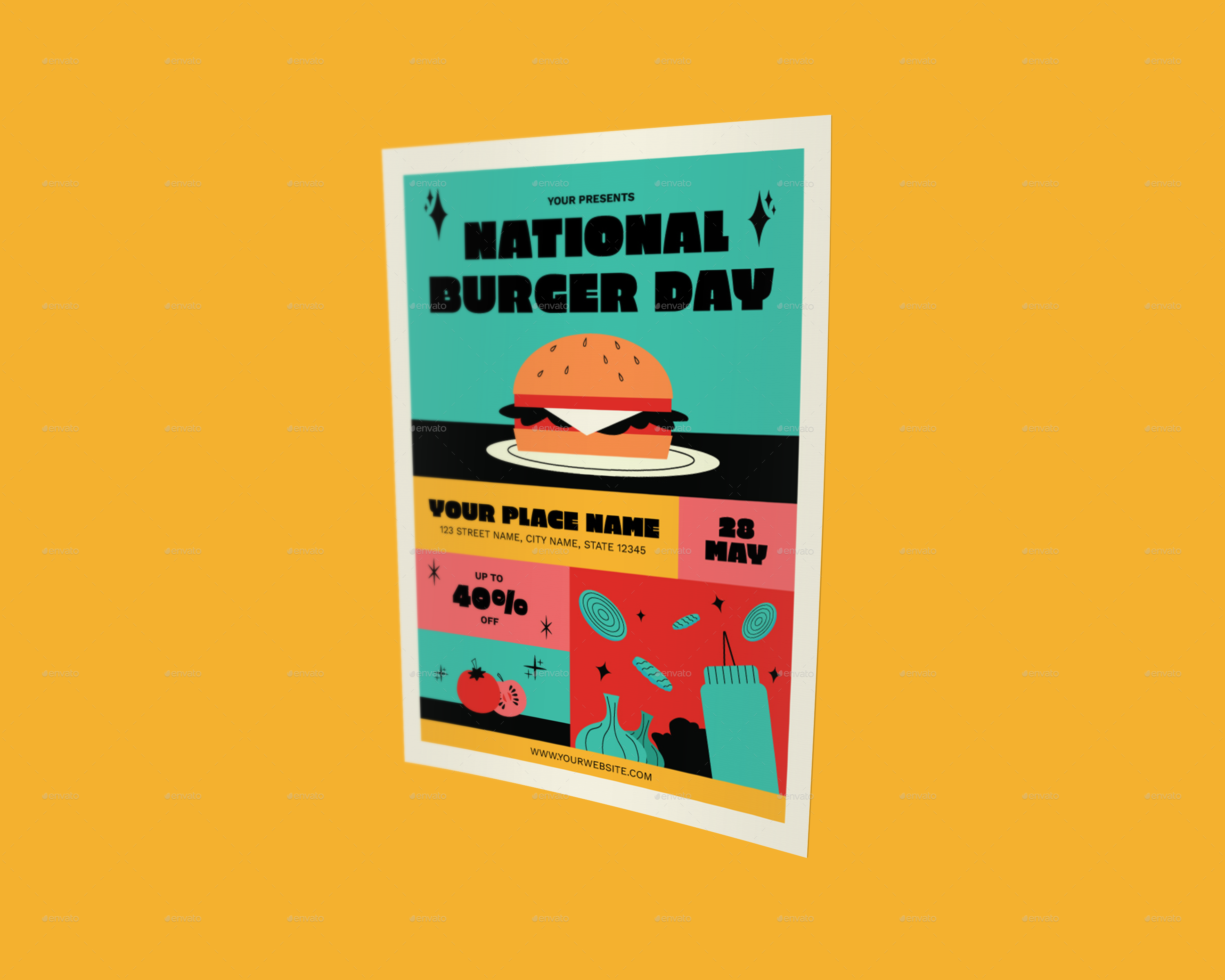 Burger Day Flyer, Print Templates | GraphicRiver