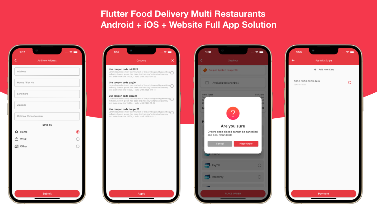 Flutter 3 Food Delivery Multi Restaurants Laravel Backend (Android + iOS + Website + Admin + PWA ...