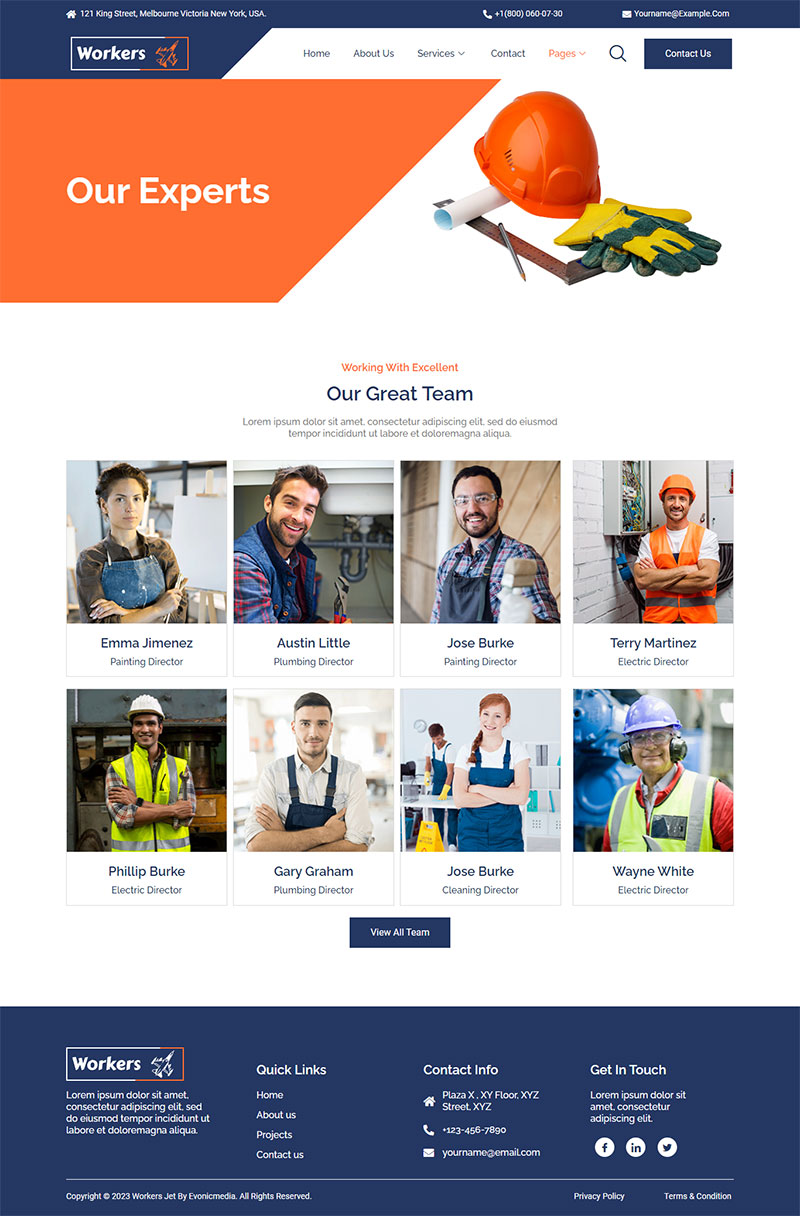 WorkersJet - Handyman & Repair Service Elementor Template Kit by ...