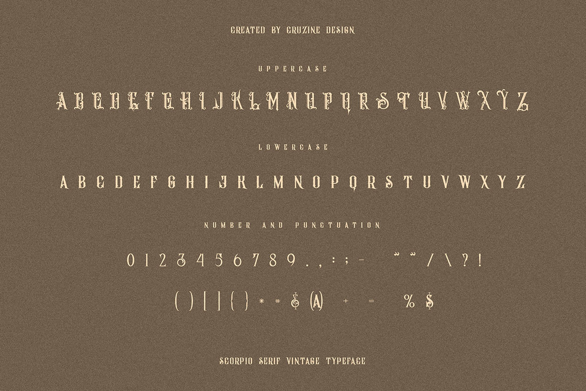 Scorpio - Vintage Ornamental Font by cruzine2 | GraphicRiver