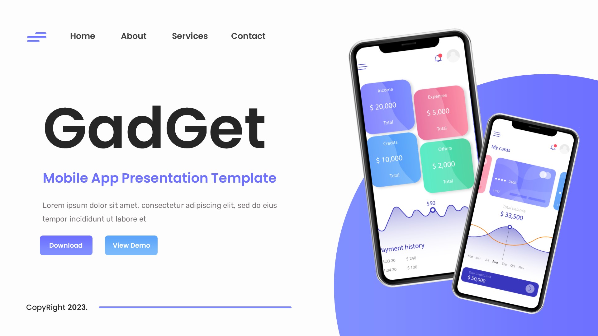 Gadget - Mobile App & SAAS Google Slides Template, Presentation Templates