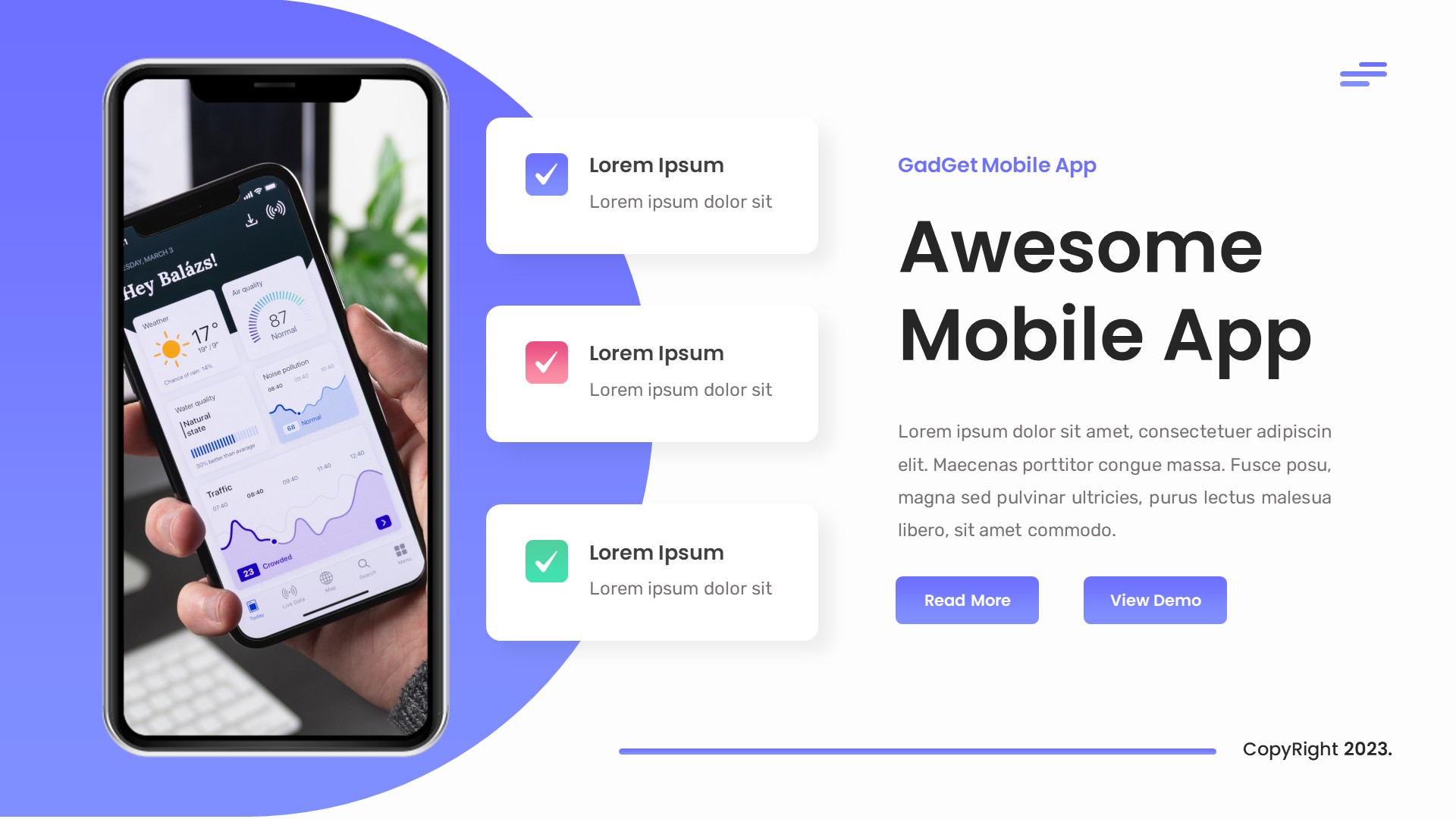 Gadget - Mobile App & SAAS Google Slides Template, Presentation Templates