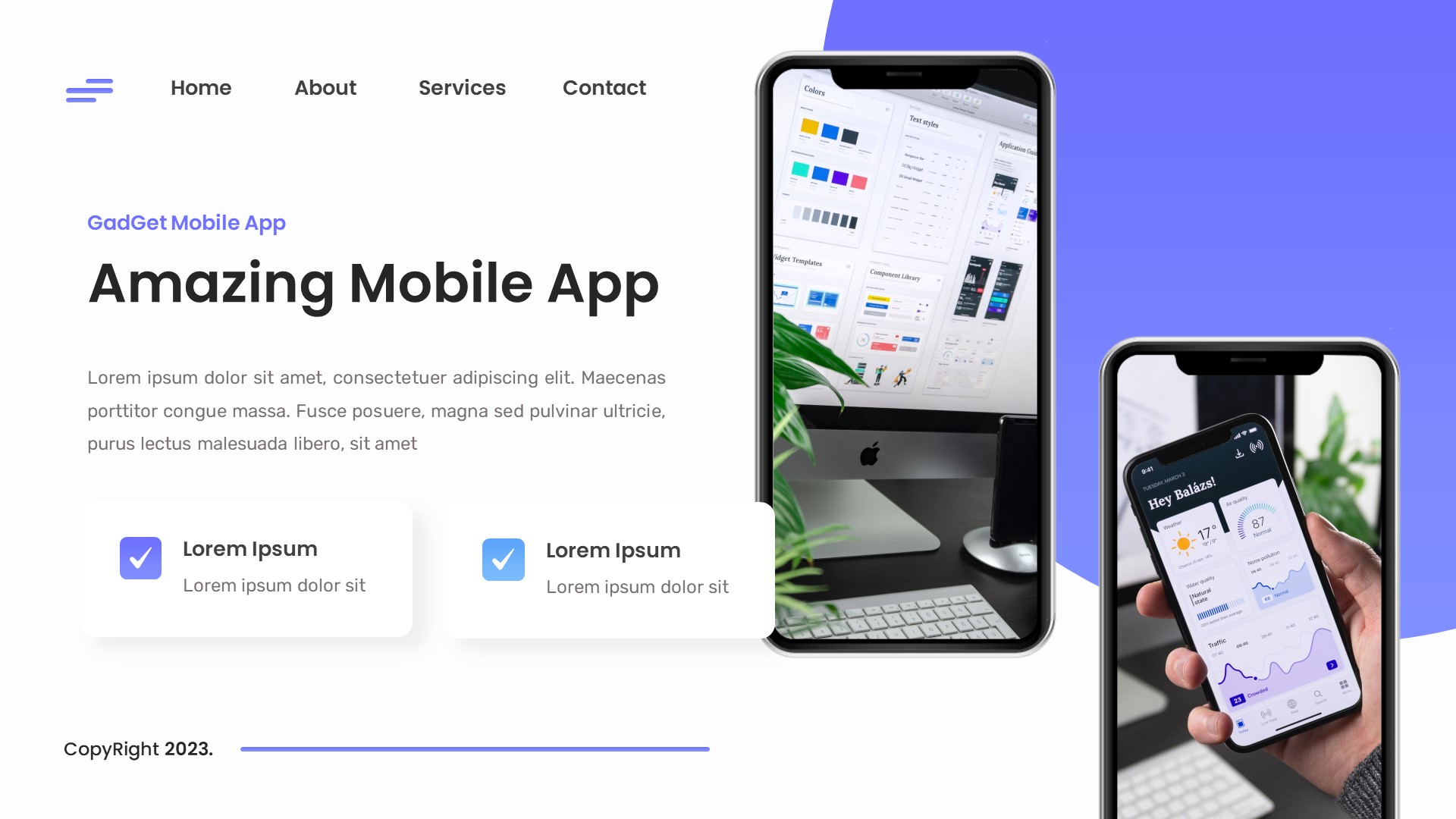 Gadget - Mobile App & SAAS Google Slides Template, Presentation Templates