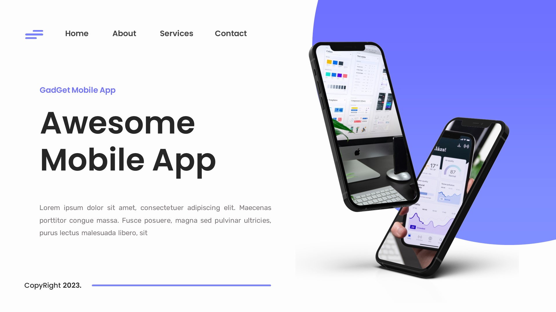 Gadget - Mobile App & SAAS Google Slides Template, Presentation Templates