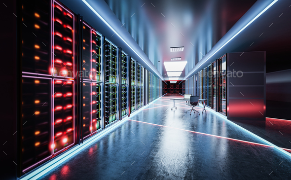 Computer network server room or data center Stock Photo by photocreo