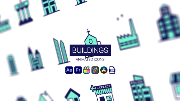 Buildings Animated Icons, After Effects Project Files | VideoHive