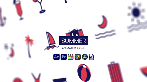 Summer Animated Icons, After Effects Project Files | VideoHive