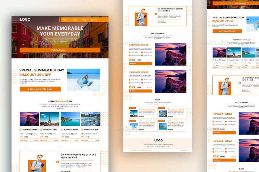 Travel Email Newsletter PSD Template, Web Elements | GraphicRiver