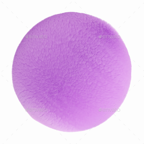 Fluffy purple 3D geometric shape, isolated on white background. Furry ...