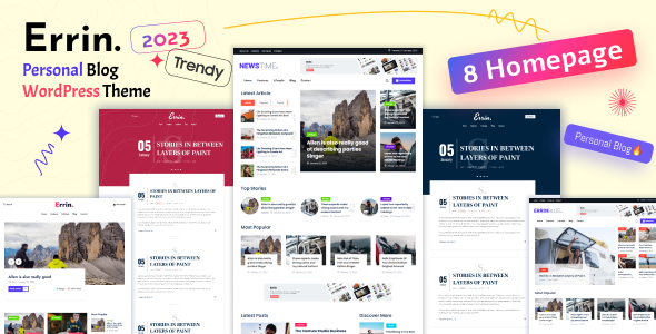 Errin - Personal Blog WordPress Theme by CodeIndeed | ThemeForest