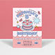 Pink Cartoon Retro Kids Birthday Invitation, Print Templates | GraphicRiver