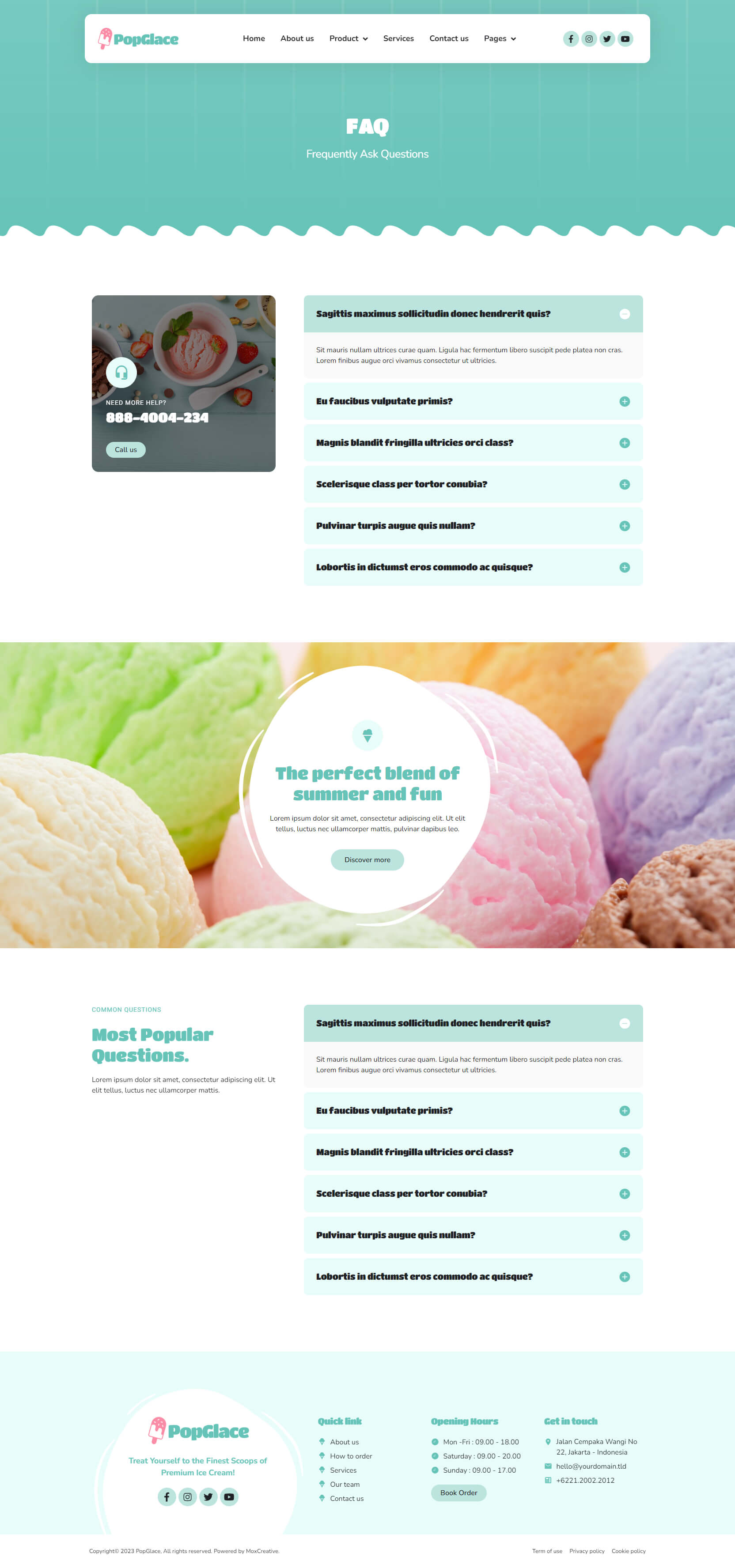 PopGlace - Ice Cream Shop Elementor Template Kit by moxcreative ...