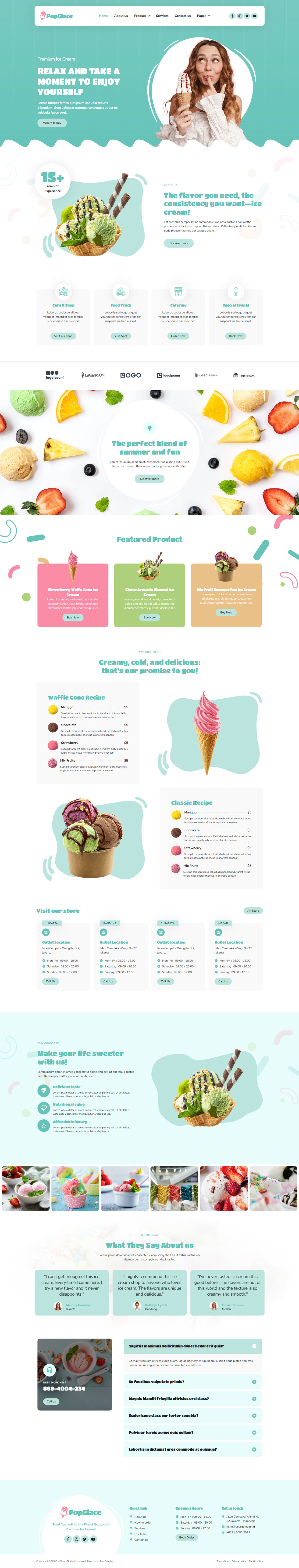 PopGlace - Ice Cream Shop Elementor Template Kit by moxcreative ...