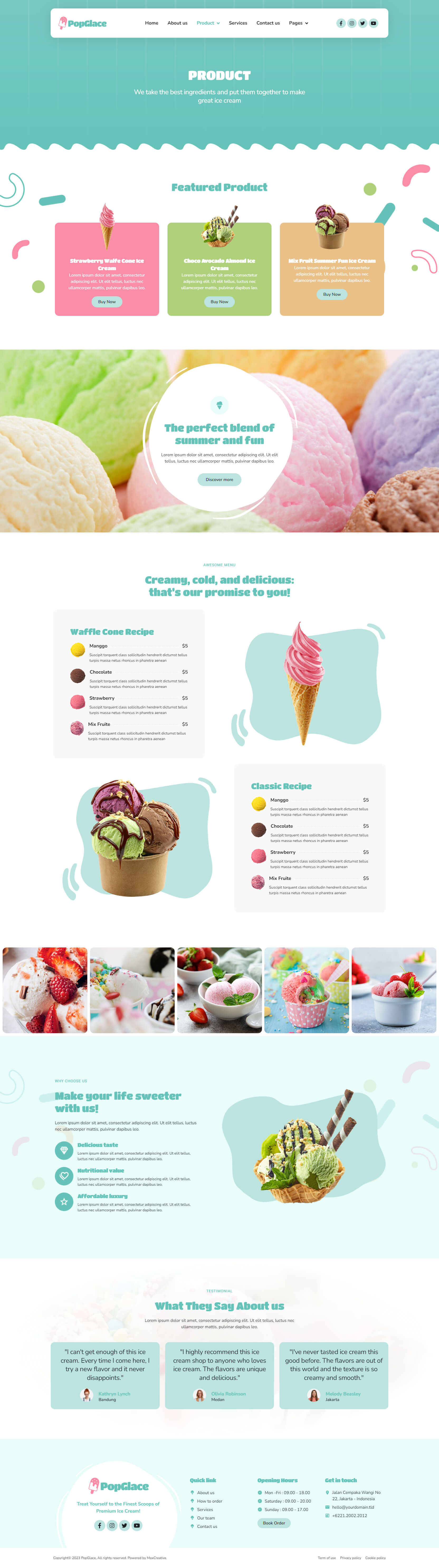 PopGlace - Ice Cream Shop Elementor Template Kit by moxcreative ...