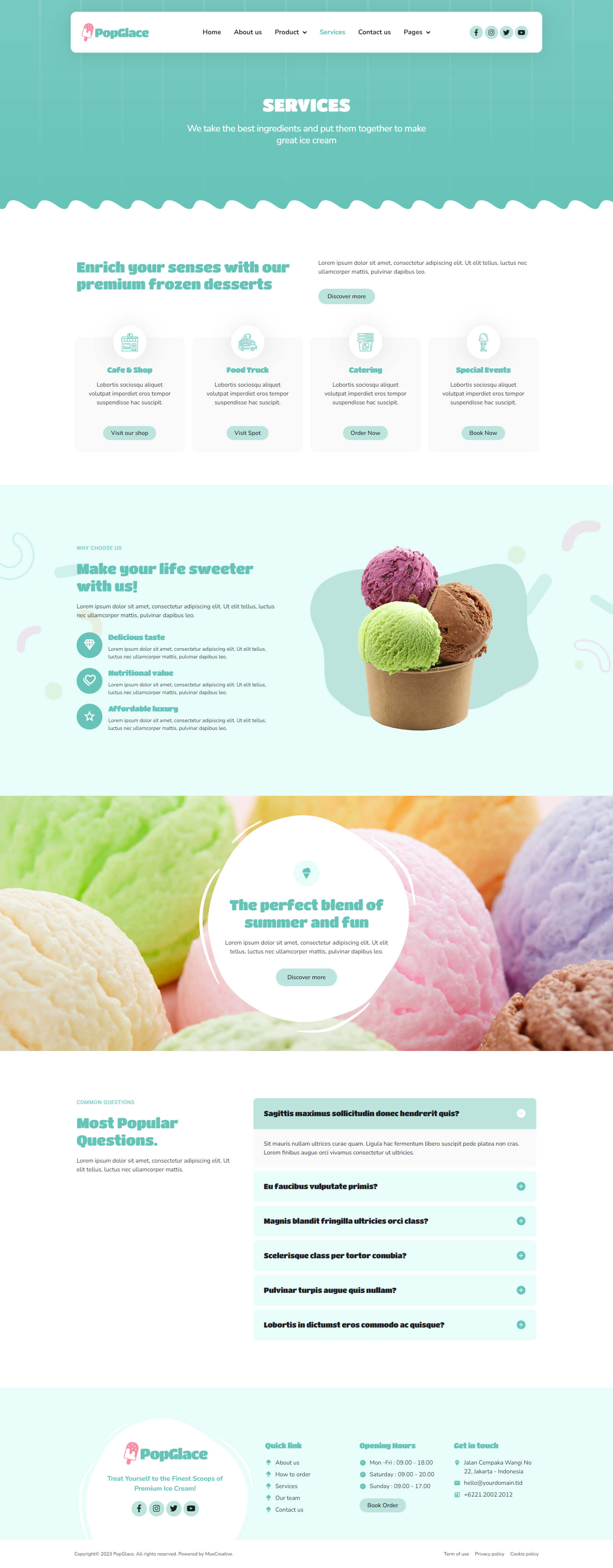 PopGlace - Ice Cream Shop Elementor Template Kit by moxcreative ...
