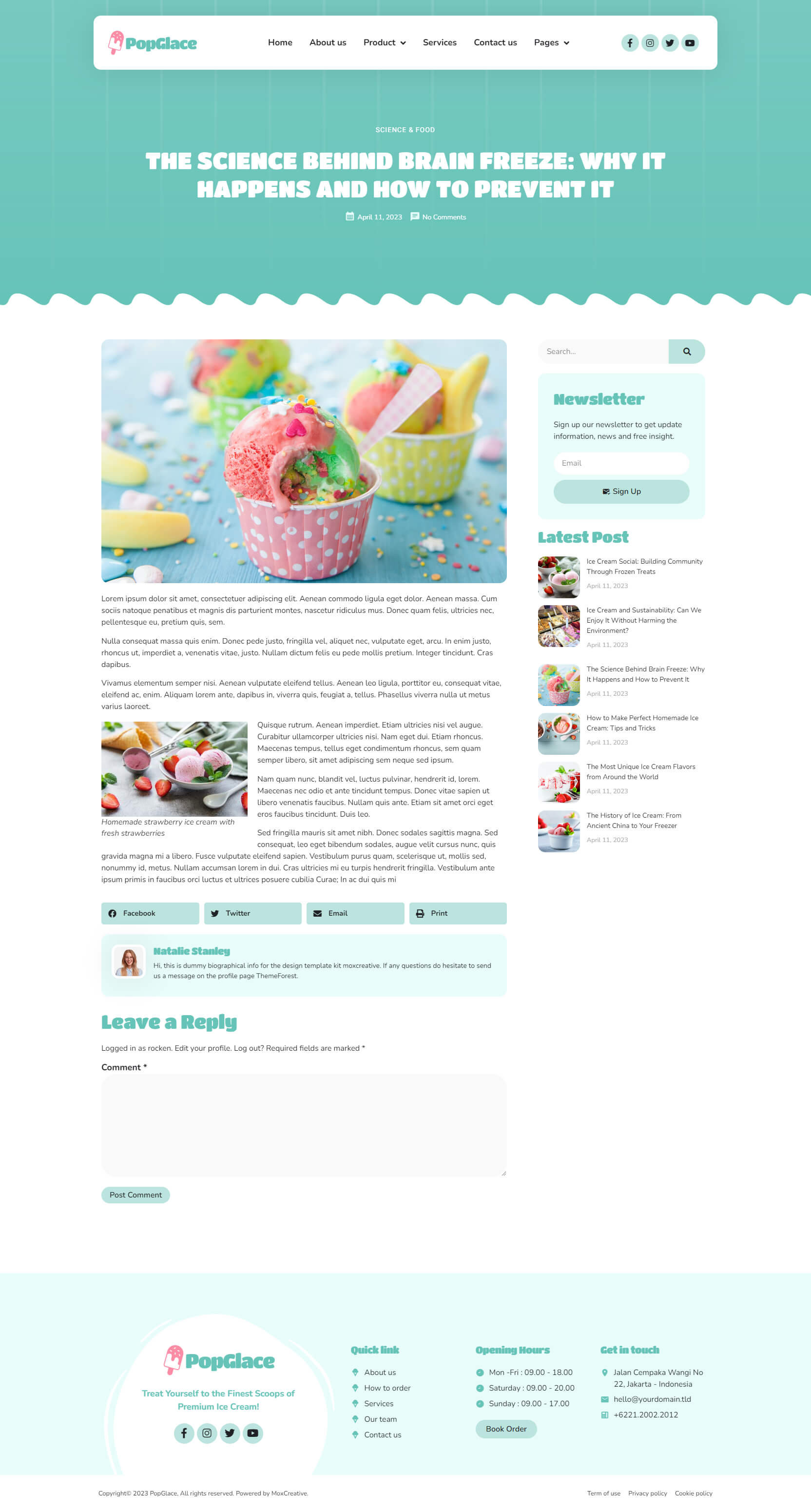 PopGlace - Ice Cream Shop Elementor Template Kit by moxcreative ...