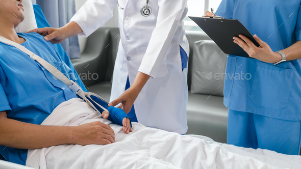 The medical team visits the car accident patients who are lying on the ...