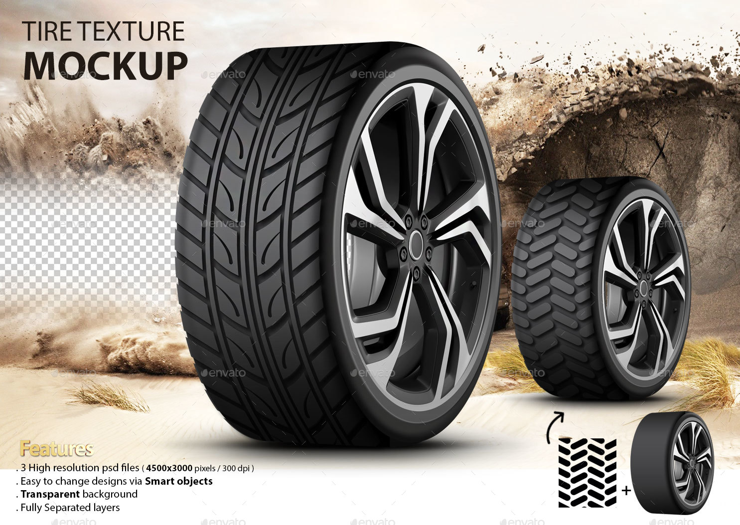 Car Tire Texture Mockup, Graphics | GraphicRiver