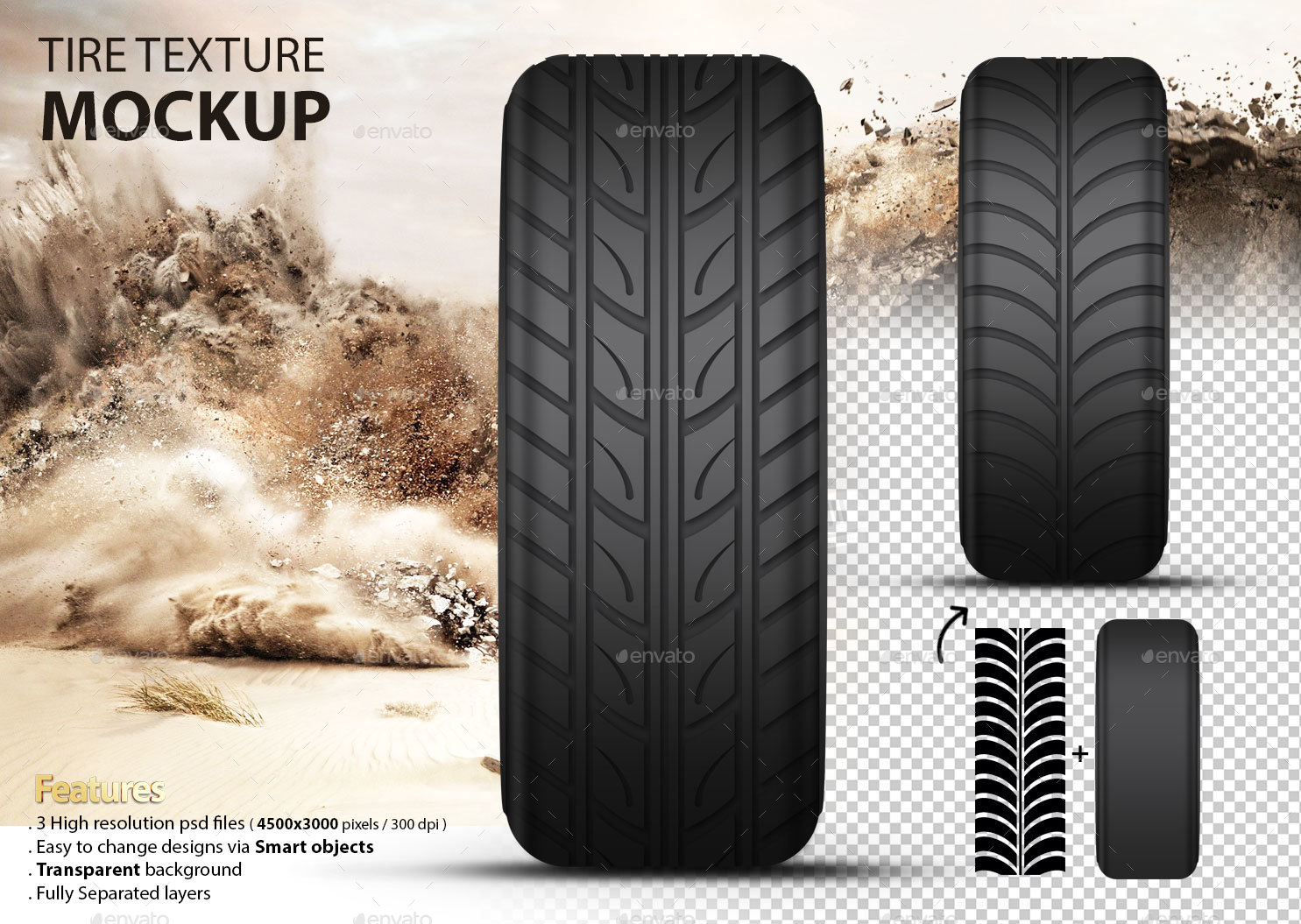 Car Tire Texture Mockup, Graphics | GraphicRiver