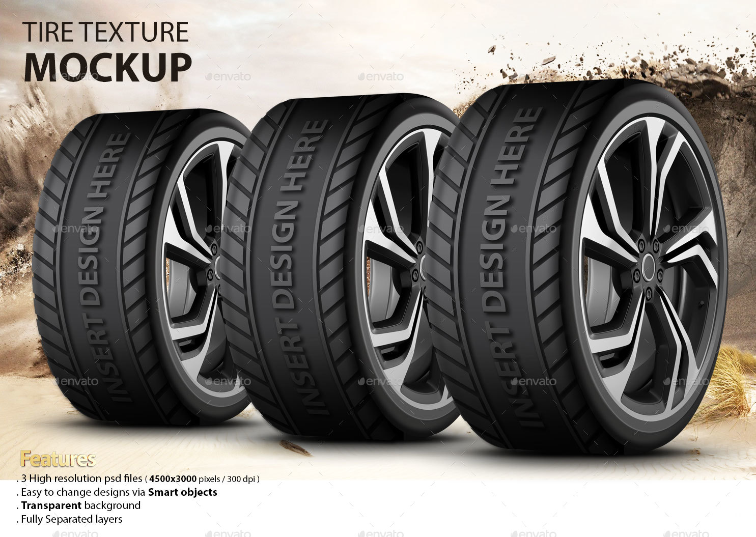 Car Tire Texture Mockup, Graphics | GraphicRiver