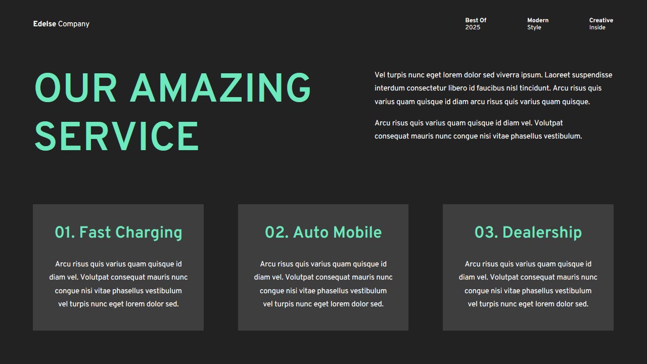 Edelse - Black Light Green Elctric Car, Presentation Templates ...