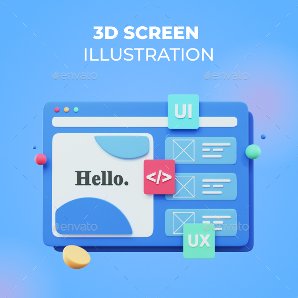 3D Illustration Landing Page, Graphics | GraphicRiver