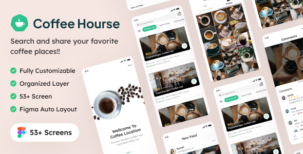 Coffee House | Mobile Listing App Figma Template by Avitex | ThemeForest