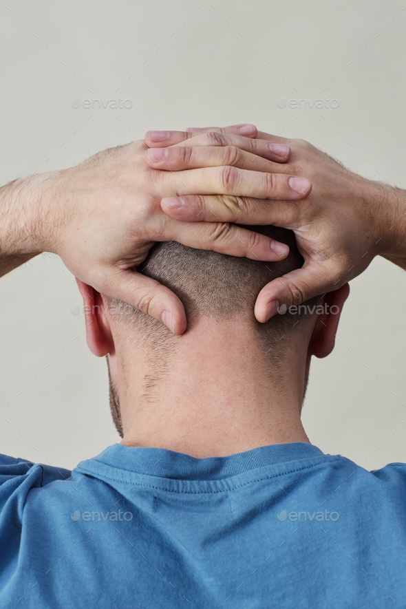 Back view at man with bald head against white background Stock Photo by ...
