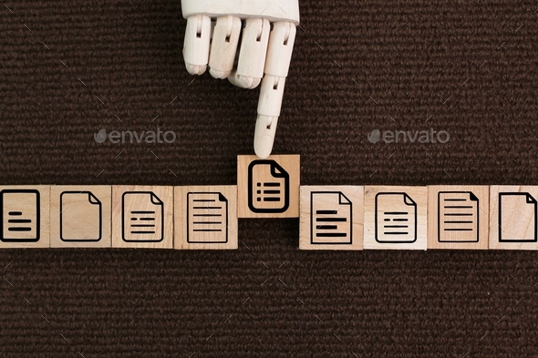 wooden square stack with file stack icon. the concept of file ...