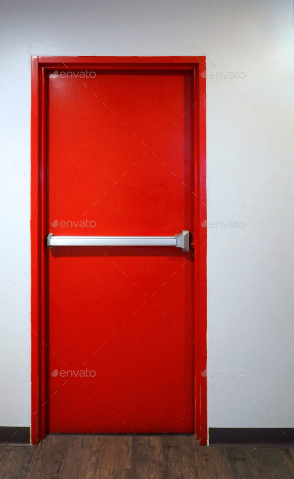 Emergency fire exit door red color. Stock Photo by gnepphoto | PhotoDune