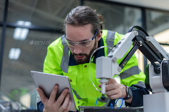 Engineer team learning and analyzed to develop automation welding robot ...