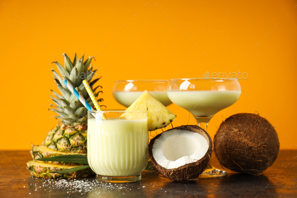 Fresh summer cocktail - Pina colada, fresh summer drink concept Stock ...