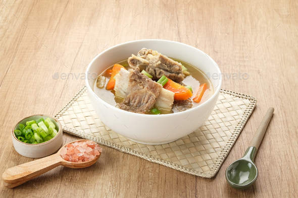 Sop Iga (Beef ribs soup), Indonesian food Stock Photo by tyasindayanti