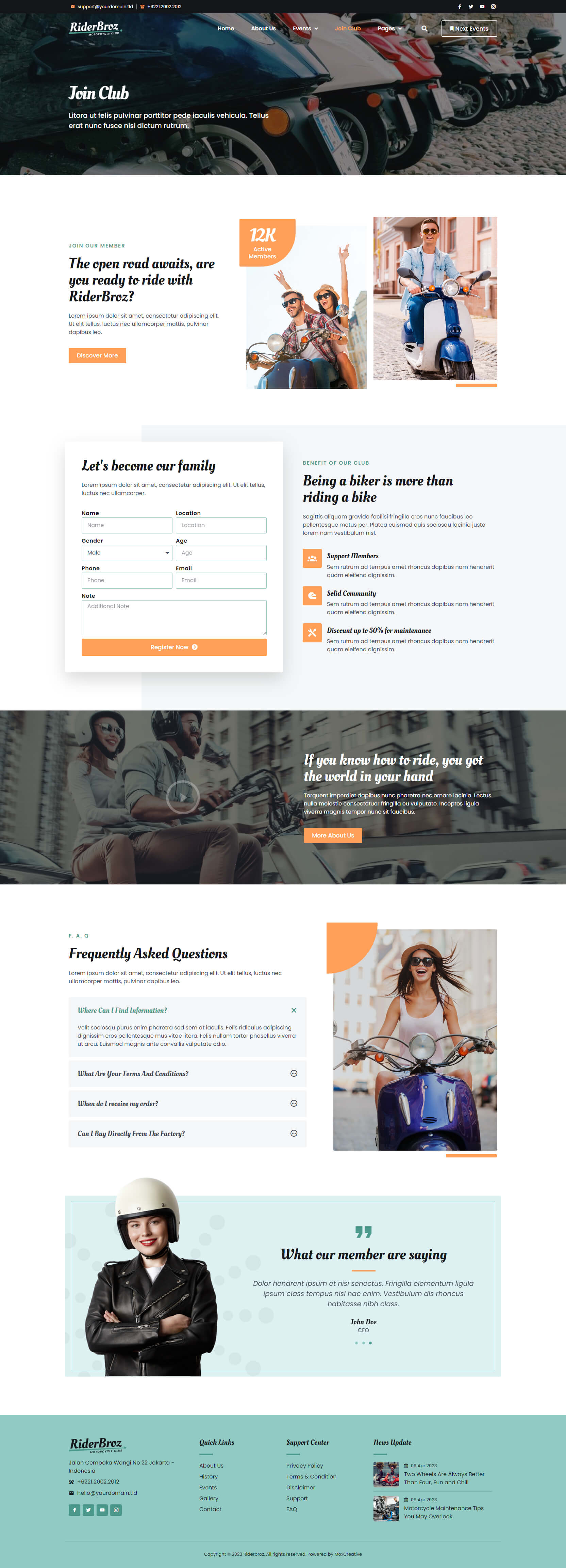 RiderBroz - Motorcycle Club Elementor Template Kit by moxcreative ...