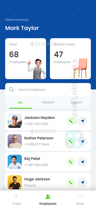 2 Apps | Employee Tracking App UI | Employee Attendance App | Employee ...