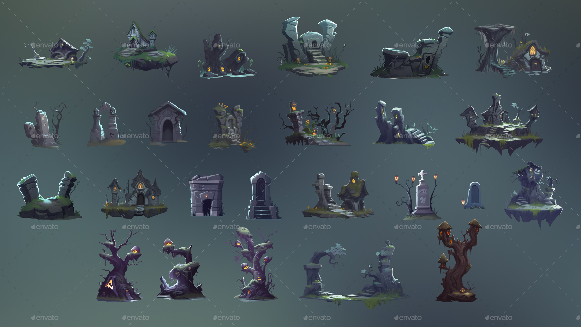 2d Cemetery Platformer Game Ready Environments Asset, Game Assets ...
