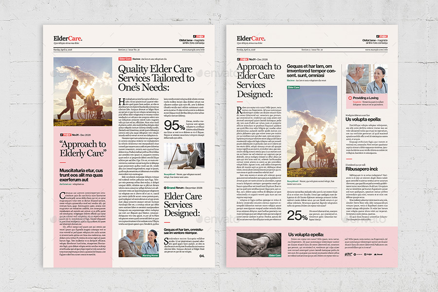 Elder Care Newsletter Template, Print Templates | GraphicRiver
