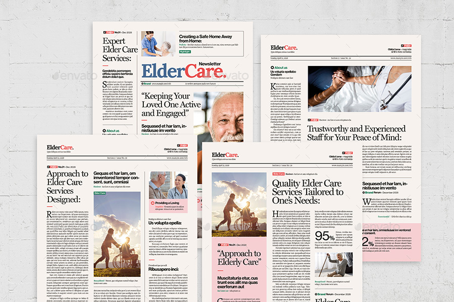 Elder Care Newsletter Template, Print Templates | GraphicRiver