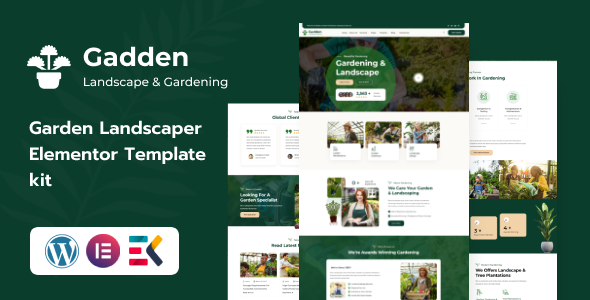 Gadden Garden Landscaping Elementor Template Kit By Thememx