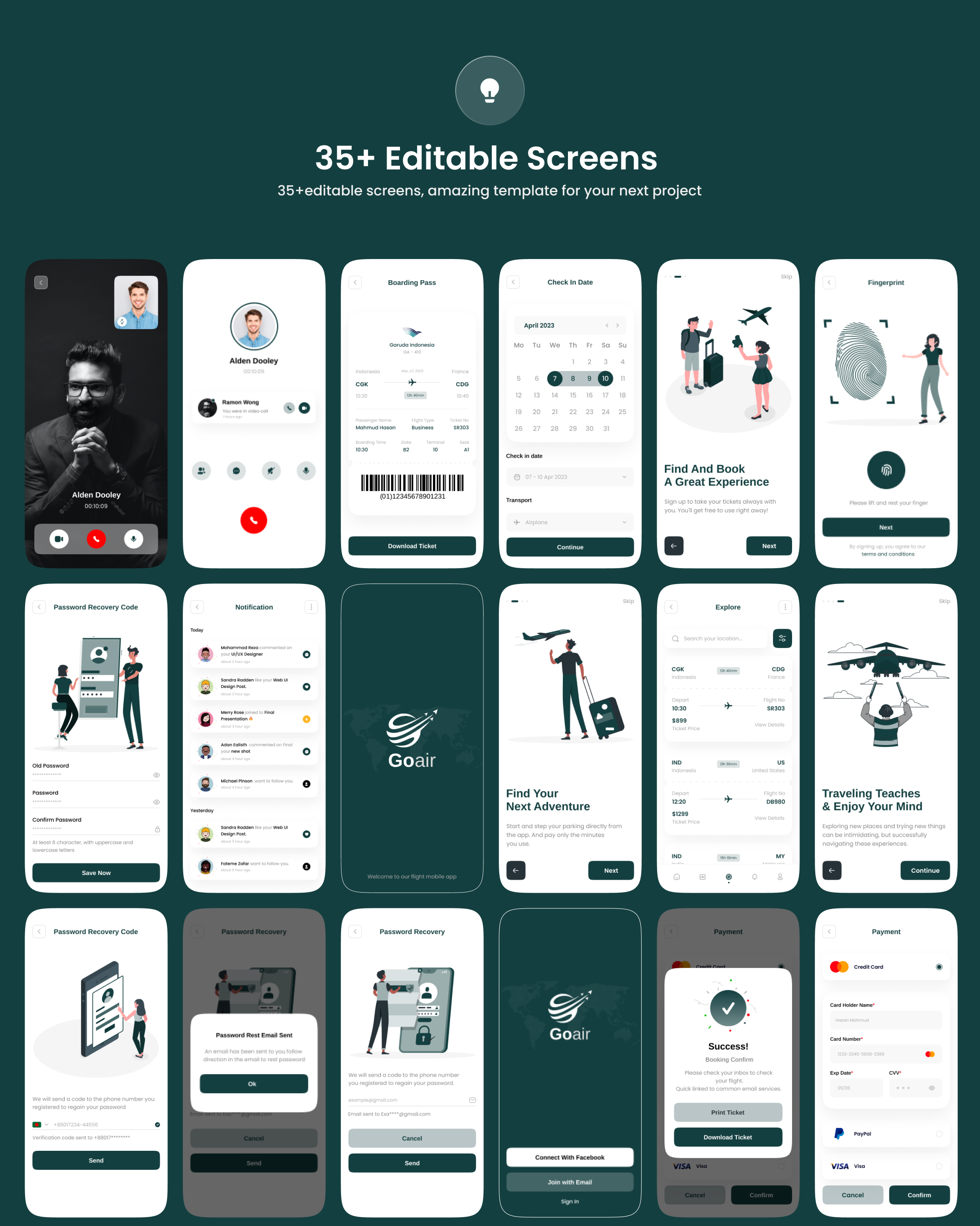 Goair - Ticket Booking App UI Kit by pixleslab | ThemeForest