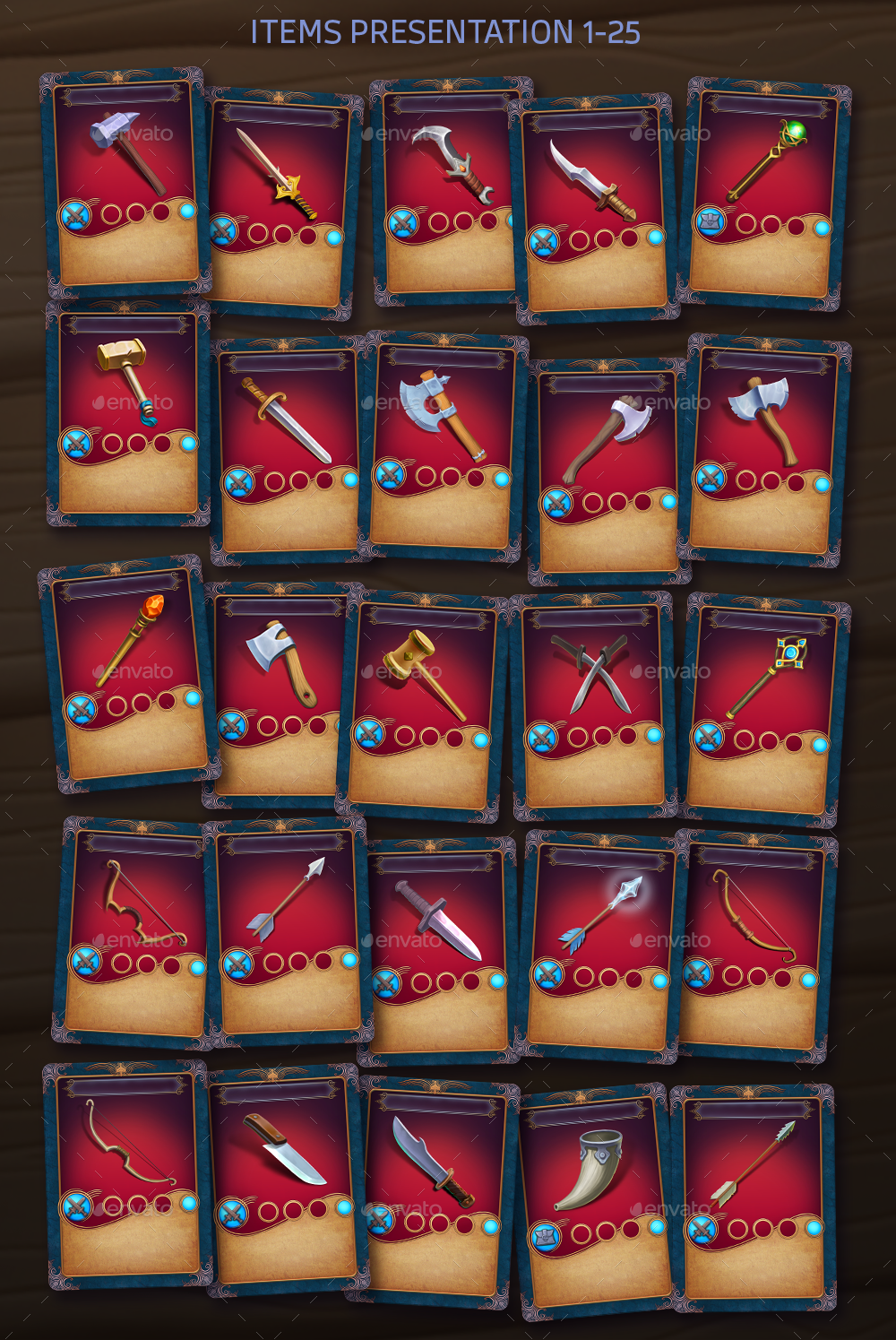 100 TCG Item Cards 2, Game Assets | GraphicRiver