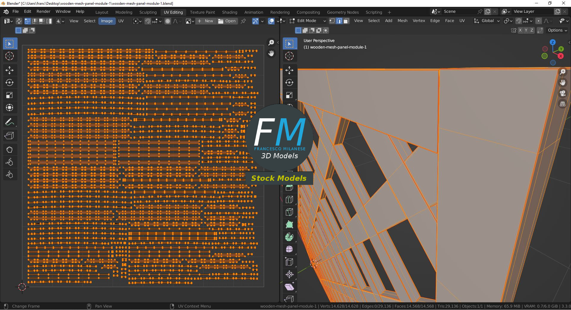Wooden mesh panel module 1 by FrancescoMilanese85 | 3DOcean