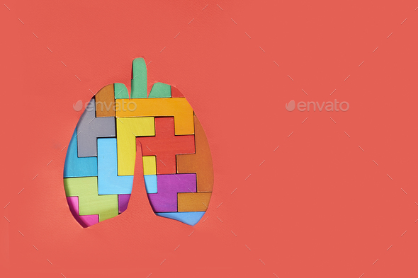 Lung health therapy medical concept . Lungs operation puzzle concept of ...