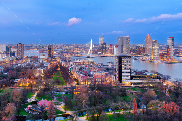 Rotterdam, Netherlands, City Skyline Over the Nieuwe Maas River Stock ...